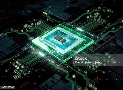 사이버 펑크 Ai의 3d 렌더링 회로 기판 기술 배경 중앙 컴퓨터 프로세서 Cpu 및 Gpu 개념 마더 보드 디지털 칩 기술