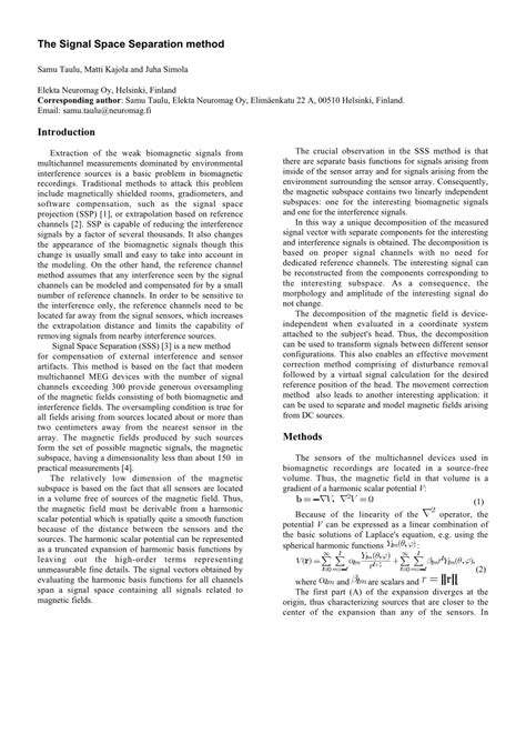 Pdf Suppression Of Interference And Artifacts By The Signal Space
