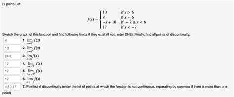 Solved 1 Point Let 1 3 10 X3 10 If X 2 If X 2 If 3 Chegg Com