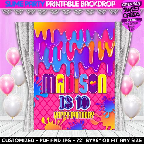 Slime Printable Party Backdrop Slime Candy Bar Printable Backdrop Sl Sweetcardstore
