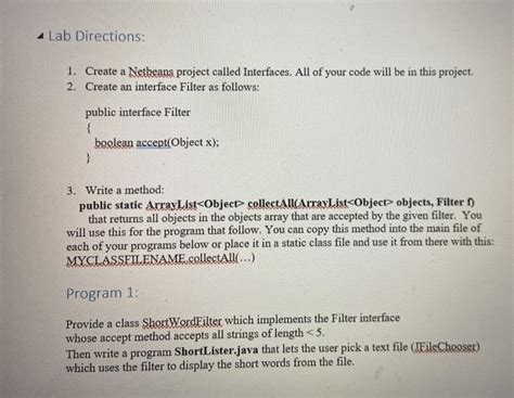 Solved Lab Directions 1 Create A Netbeans Project Called