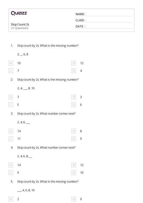 50 Skip Counting By 2s Worksheets For 1st Class On Quizizz Free And Printable
