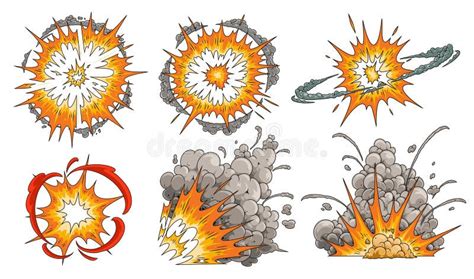 Dynamic Explosion Effects With Varying Designs Stock Vector