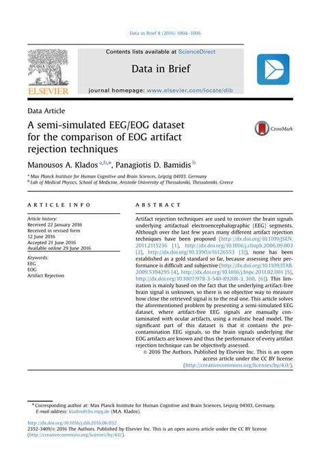 Pdf A Semi Simulated Eegeog Dataset For The Comparison Of Eog