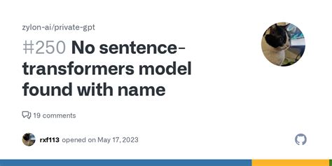 No Sentence Transformers Model Found With Name Issue Zylon Ai Private Gpt GitHub