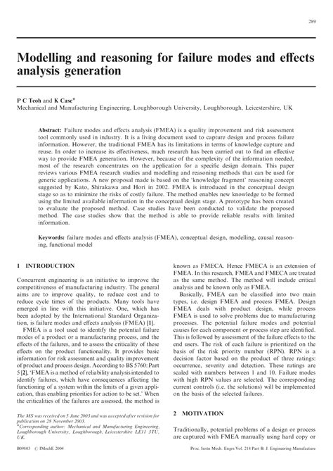 PDF Modelling And Reasoning For Failure Modes And Effects Analysis Generation