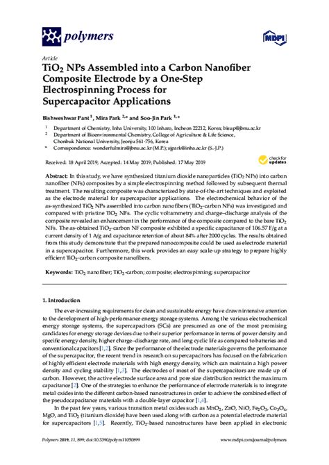 pdf tio2 nps assembled into a carbon nanofiber composite electrode by a one step