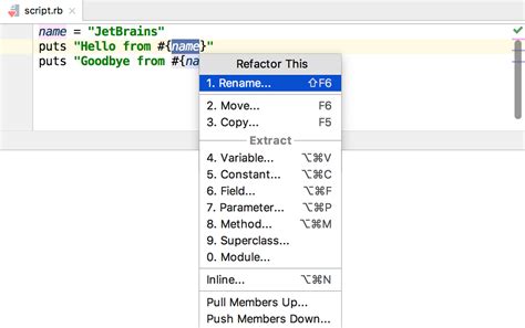 Refactor Code Rubymine Documentation