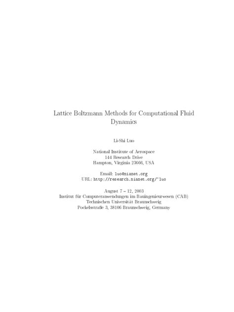 Lattice Boltzmann Methods For Computational Fluid Dynamics Pdf