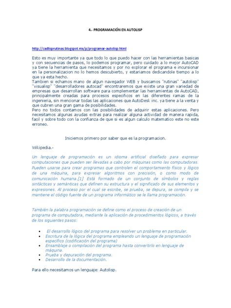 Programación En Autolisp Pdf Programación De Computadoras