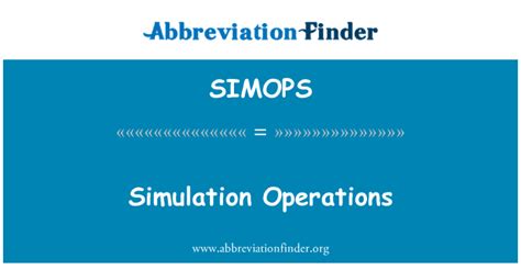 Simops 代表 模拟操作 Simulation Operations