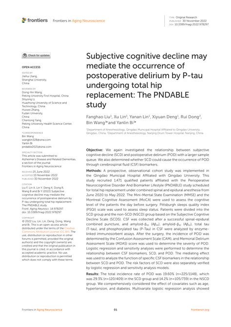 Pdf Subjective Cognitive Decline May Mediate The Occurrence Of
