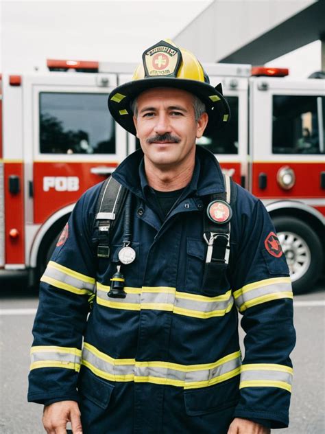 Man In Firefighter Costume Candid Portrait At Cosplay Festival Swap Face
