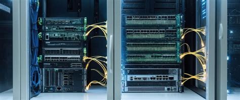 A Modern Telecom Server Room Featuring Organized Network Switches And