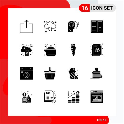 User Interface Pack Of 16 Basic Solid Glyphs Of Computing Business People Door Building Editable