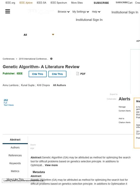 Genetic Algorithm A Literature Review Ieee Conference Publication Pdf Genetic Algorithm