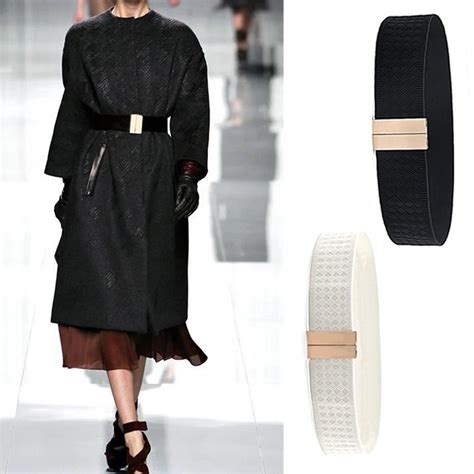 여성용 와이드 탄성 벨트 단색 코르셋 금속 버클 레이디 패션 커머밴드 신축성 있는 허리 밴드 티몬