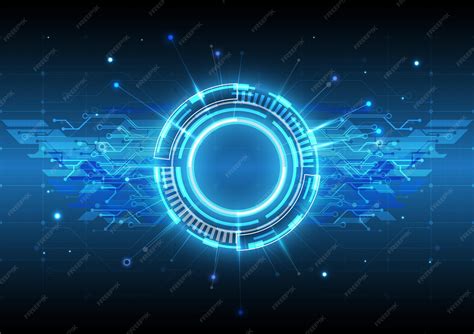 미래 공상 과학 빛나는 Hud 요소 추상 하이테크 입자 배경 헤드업 디스플레이 인터페이스의 회로 라인 가상 현실 기술 혁신 화면 원형 엔지니어 홀로그램 프리미엄 벡터