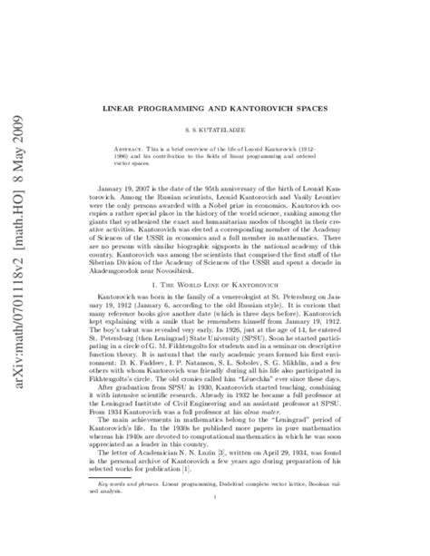 Pdf Linear Programming And Kantorovich Spaces