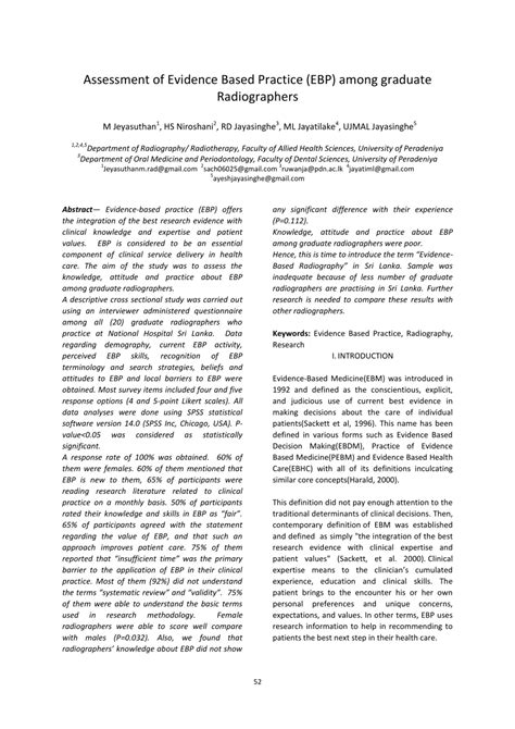 PDF Assessment Of Evidence Based Practice EBP Among Graduate Radiographers