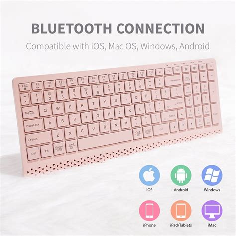 Pink Bluetooth Keyboard For Windows Mac OS Multi Device Rechargeable Backlit Etsy