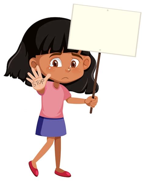 Premium Vector Girl Holding Protest Sign