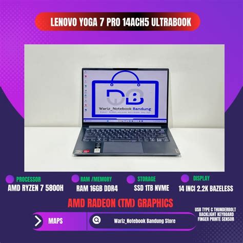 Jual Lenovo Yoga Slim 7 Pro 14ach5 Ryzen 7 5800h Ram 16gb Ssd 1tb