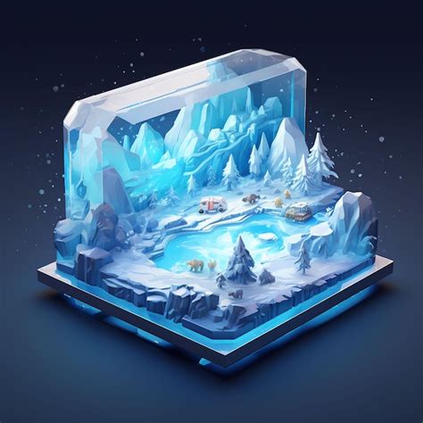 Premium AI Image An Ice Cube With A Picture Of A Boat And Mountains On It