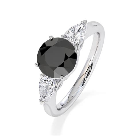 Gold Platinum Black Diamond And Diamond Engagement Ring Rz3432