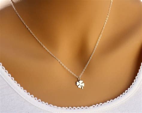 Silver Clover Necklacesterling Silver Four Leaf Clover Necklacelucky