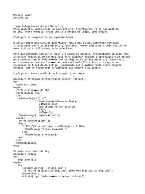 dicas delphi pdf diretório ativo programação de computadores