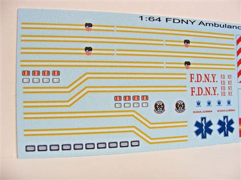 Fdny Ambulance Rescue Medic1 64 Water Slide Decals Fior Any Color Models Ebay