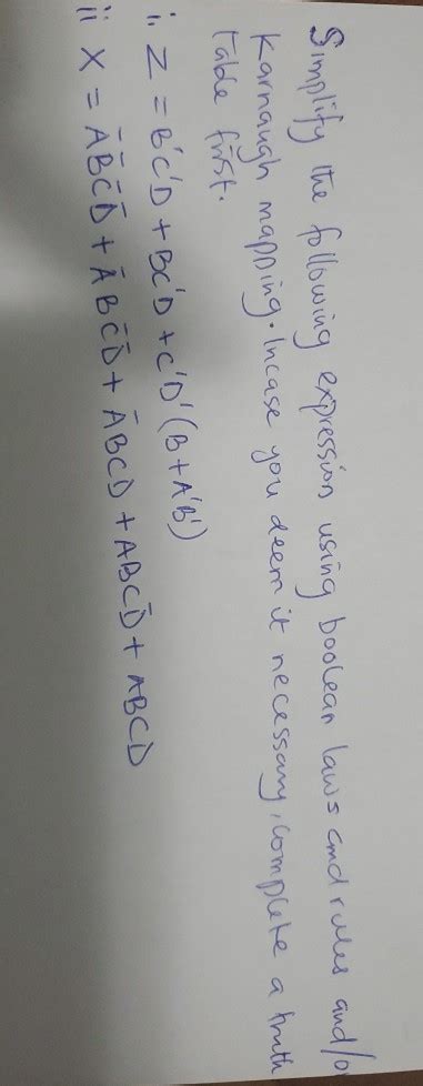 Solved Simplify The Following Expression Using Boolean Laws