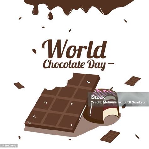 세계 초콜릿 데이 벡터 일러스트 레이 션 인사말 카드 포스터 및 배너에 적합합니다 7월에 대한 스톡 벡터 아트 및 기타 이미지 7월 갈색 검은색 Istock