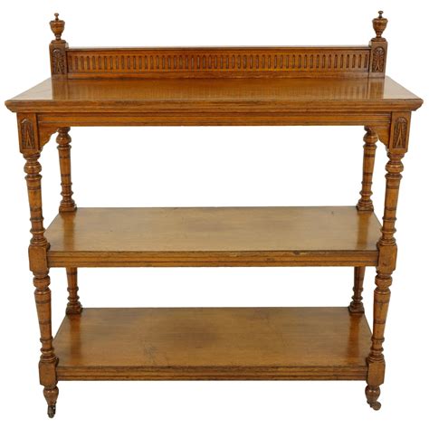 Antique Oak Server Sideboard Victorian 3 Tier Buffet Scotland 1880