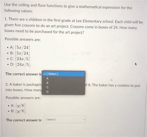 solved use the ceiling and floor functions to give a
