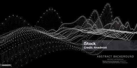 추상적인 배경 그래프 검은 색의 점에서 물결 모양의 선 기술 와이어 프레임 개념 가상 데이터 오디오 비즈니스 과학 및 기술 데이터 분석을 위한 Banner 빅 데이터 0명에