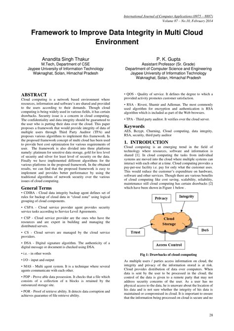 Pdf Framework To Improve Data Integrity In Multi Cloud Environment