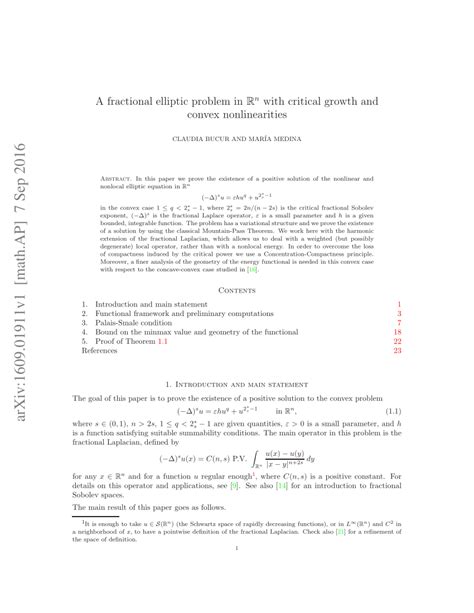 Pdf A Fractional Elliptic Problem In Mathbb R N With Critical Growth And Convex Nonlinearities