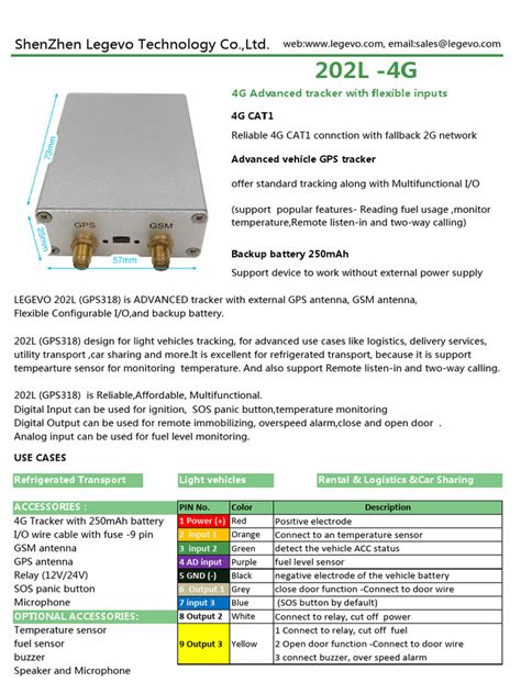 legevo 4g 202l gps318 gps tracker data sheet manual tecnico