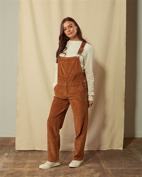 Womens Soft Corduroy Dungarees In Brown Uk Sizes 8 24