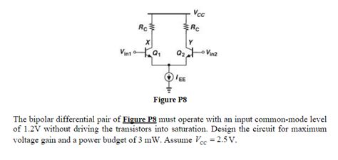 Solved The Bipolar Differential Pair Of Figure P8 Must