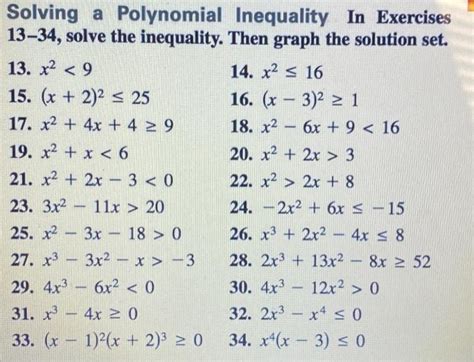 Solved Solving A Polynomial Inequality In Exercises 1334 Chegg Com