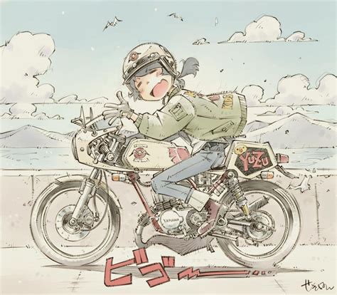 Sekihan Yamaha Character Request 1girl Bird Blue Pants Boots Cloud Day Denim Fang