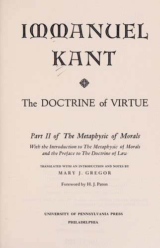 The Doctrine Of Virtue By Immanuel Kant Open Library