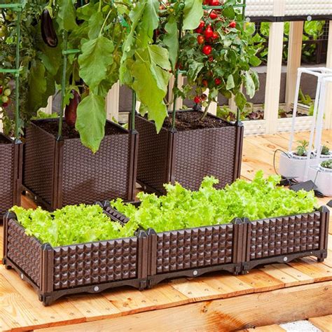 Automatic Watering Plastic Veggie Planter Boxes 48 Inch Plastic Planter Box