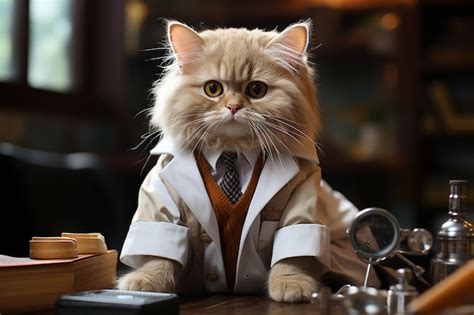Premium AI Image Cat Dressed Like Doctor AI Generated