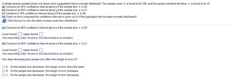 Solved A Simple Random Sample Of Size N Is Drawn From A Chegg