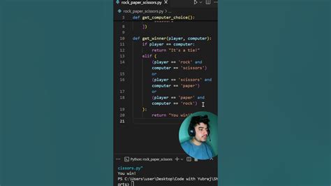 Rock Paper Scissors In 60 Seconds 🤯💻 Coding Python Youtube