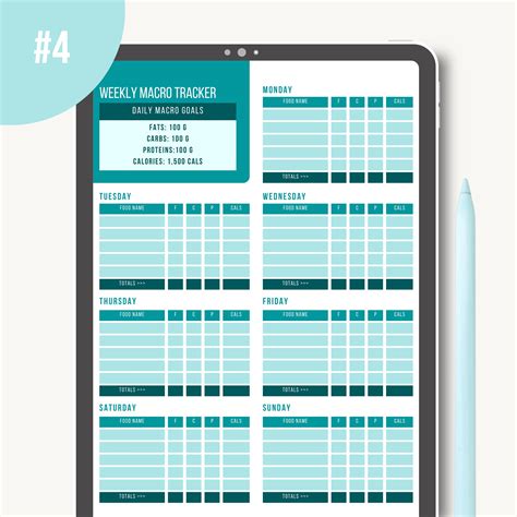 Weekly Macros Tracker Planner Printable Etsy